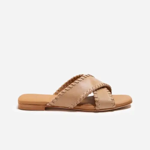 Nisolo Catalina Whipstitch Slide Sandals - Almond