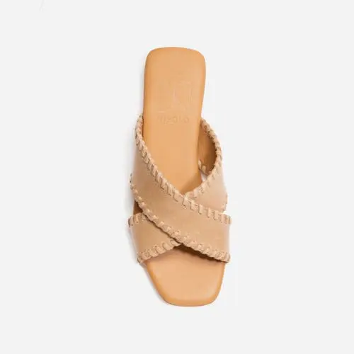 Nisolo Catalina Whipstitch Slide Sandals - Almond