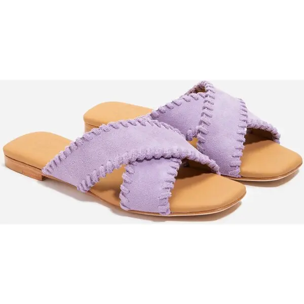 Nisolo Catalina Whipstitch Slide Sandals - Lilac