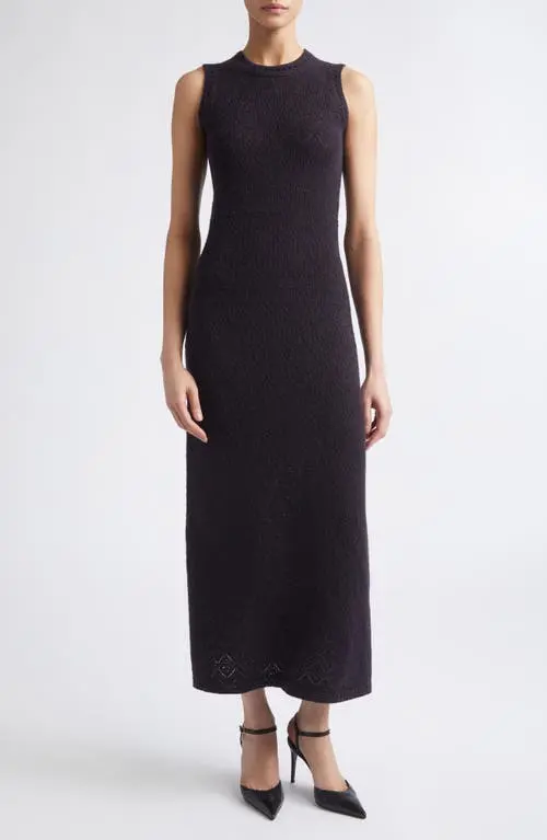 Eleventy Sleeveless Cashmere Pointelle Sweater Dress