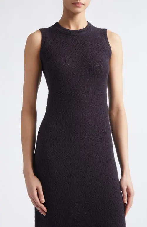 Eleventy Sleeveless Cashmere Pointelle Sweater Dress