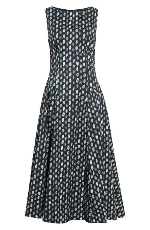 Staud Gwen Drop Waist A-line Midi Dress