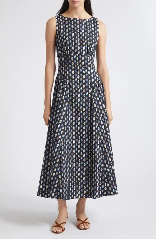 Staud Gwen Drop Waist A-line Midi Dress - Glasswork