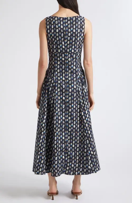 Staud Gwen Drop Waist A-line Midi Dress