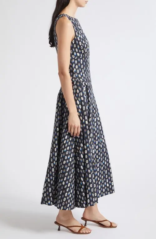 Staud Gwen Drop Waist A-line Midi Dress