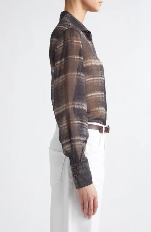 Eleventy Plaid Silk Button-up Shirt - 05 Brown
