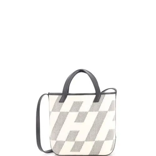 Hermès Cabas H En Biais Tote Canvas With Leather 27