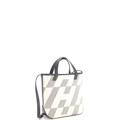 Hermès Cabas H En Biais Tote Canvas With Leather 27