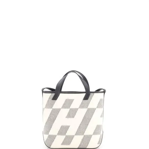 Hermès Cabas H En Biais Tote Canvas With Leather 27