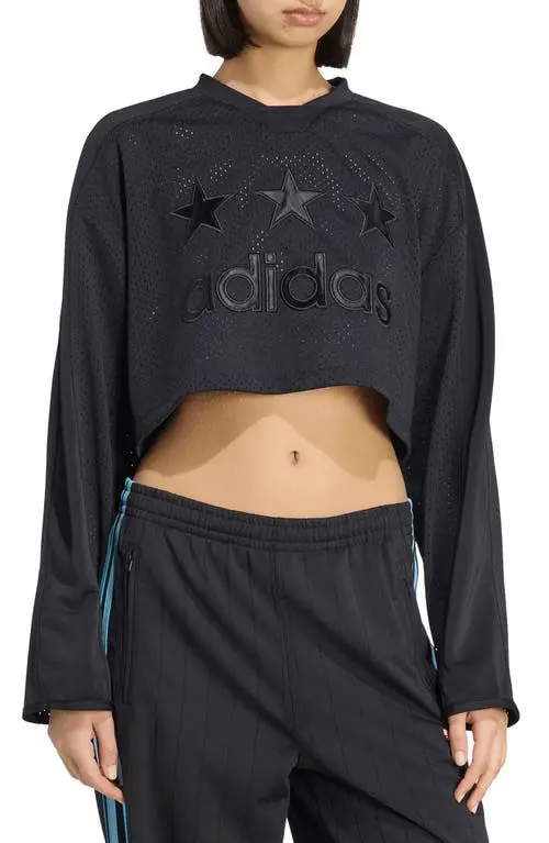 ADIDAS ORIGINALS Cropped Mesh Hockey Jersey - Black