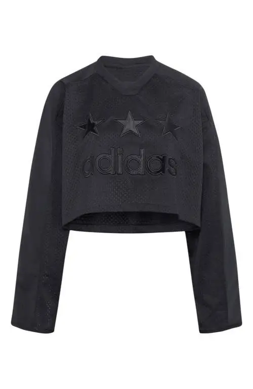 ADIDAS ORIGINALS Cropped Mesh Hockey Jersey - Black
