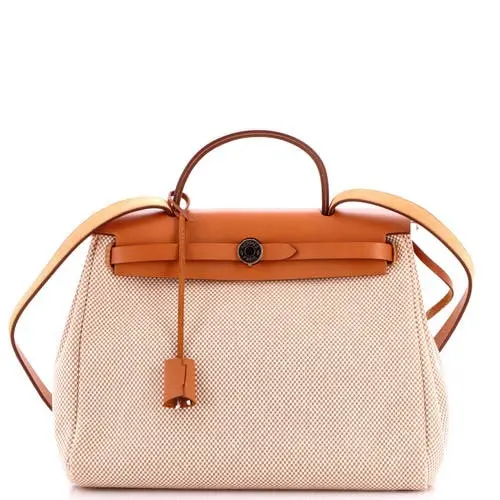 Hermès Herbag Zip Criss Viking Toile And Leather 31 - White