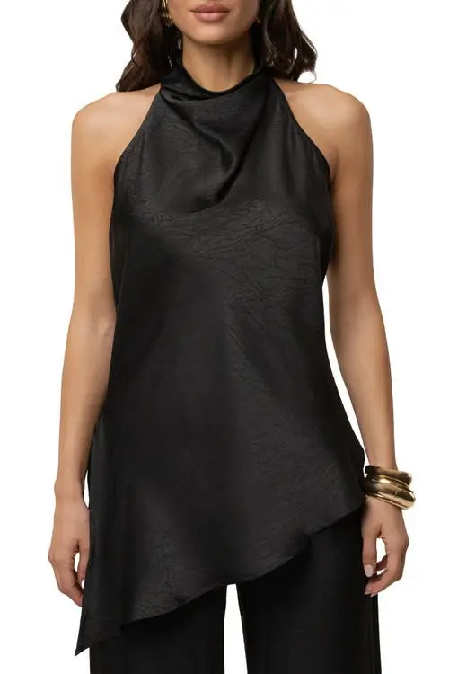 JLUXLABEL Draped Satin Halter Top And High-waisted Trouser Set