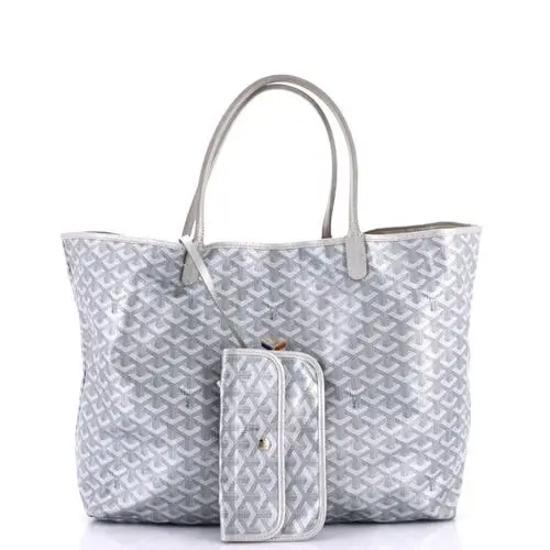 Goyard Saint Louis Tote Precious Metals Coated Canvas Gm - Metallic Silver