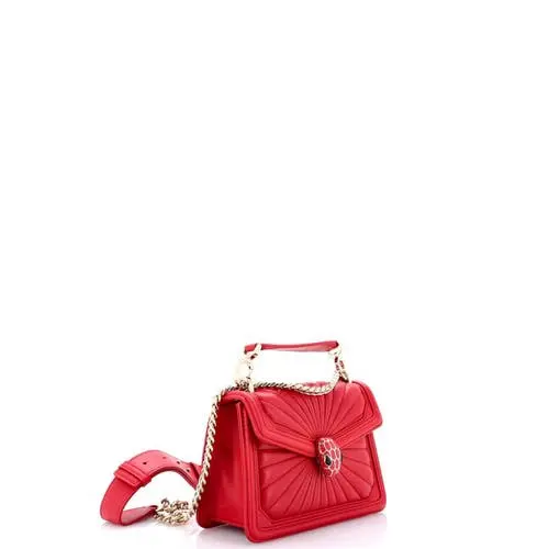 BVLGARI Serpenti Diamond Blast Shoulder Bag Quilted Leather Mini
