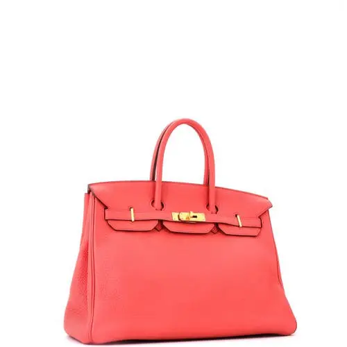 Hermès Birkin Handbag Pink Clemence With Gold Hardware 35 - Red