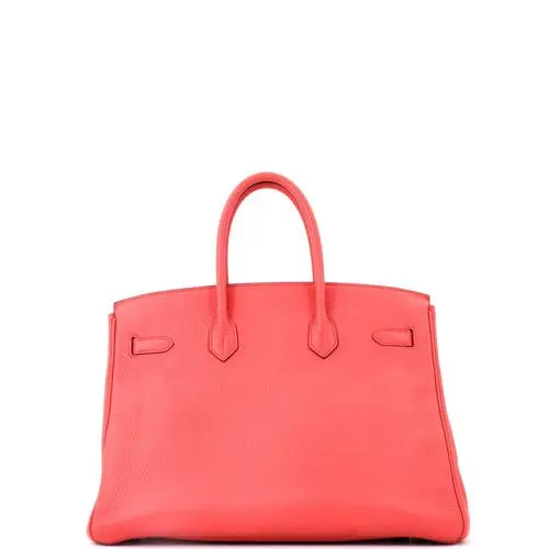Hermès Birkin Handbag Pink Clemence With Gold Hardware 35 - Red