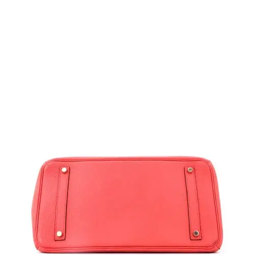 Hermès Birkin Handbag Pink Clemence With Gold Hardware 35 - Red