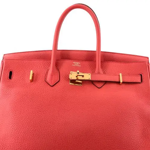 Hermès Birkin Handbag Pink Clemence With Gold Hardware 35 - Red