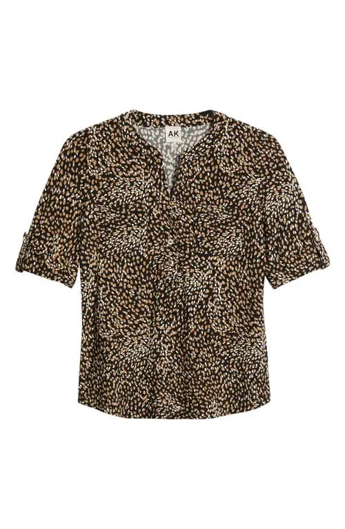 Anne Klein Abstract Dot Print Roll Tab Top