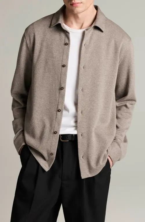 Vince Herringbone Long Sleeve Button Up Shirt - Tarmac/pavement