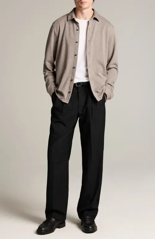 Vince Herringbone Long Sleeve Button Up Shirt - Tarmac/pavement