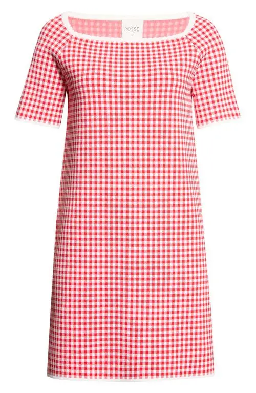 Posse Micah Gingham Stretch Knit Minidress