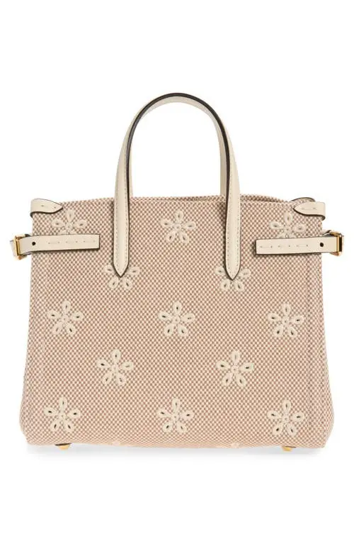 Valentino Garavani Small Antibes Flower Embroidered Eyelet Canvas Tote - Natural