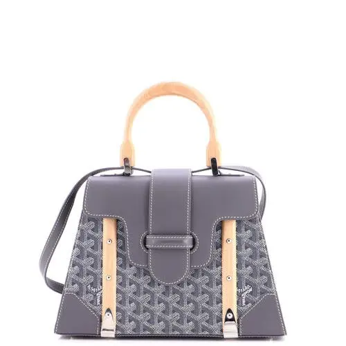 Goyard Saigon Top Handle Bag Coated Canvas With Leather Pm