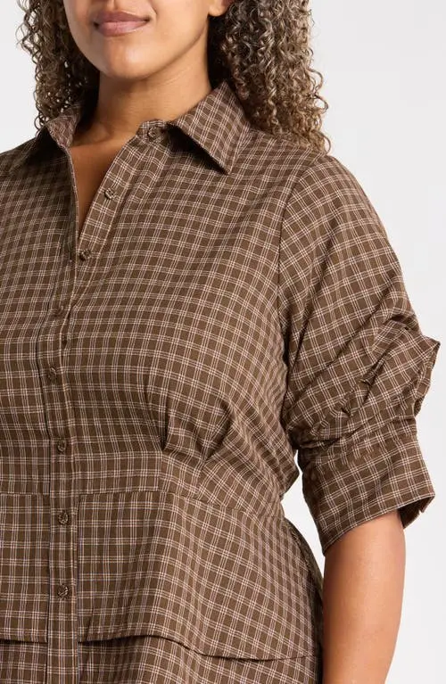 Wit & Wisdom Plaid Double Peplum Shirt