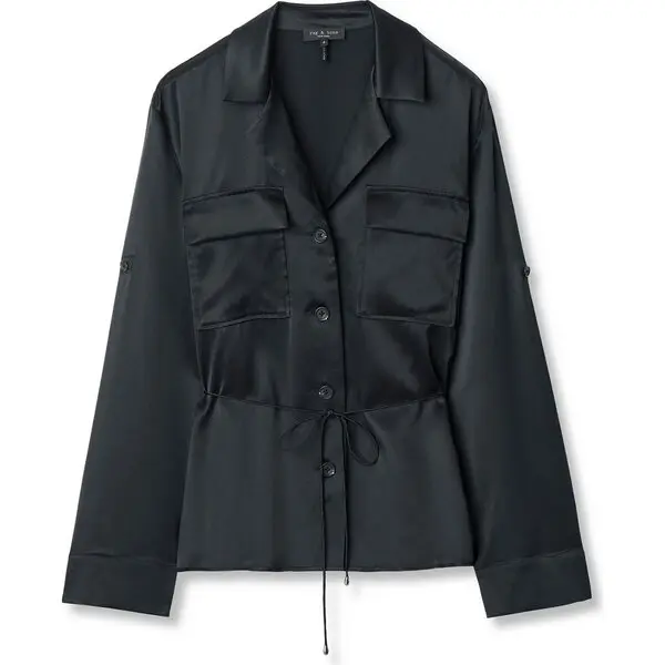 Rag & Bone Sonny Silk Shirt With Drawstring Waist