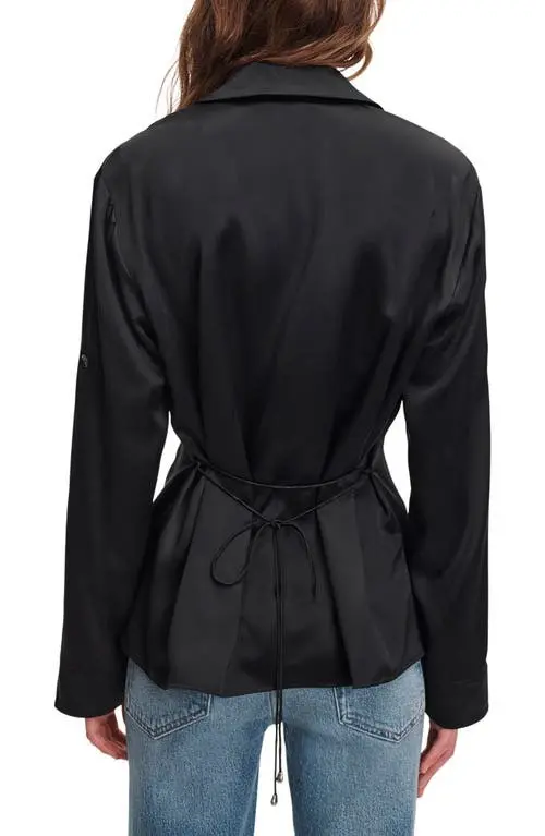 Rag & Bone Sonny Silk Shirt With Drawstring Waist - Black