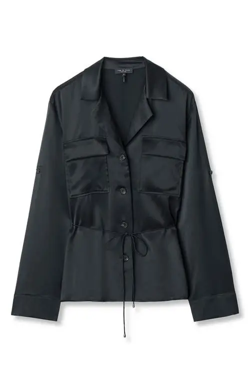 Rag & Bone Sonny Silk Shirt With Drawstring Waist - Black