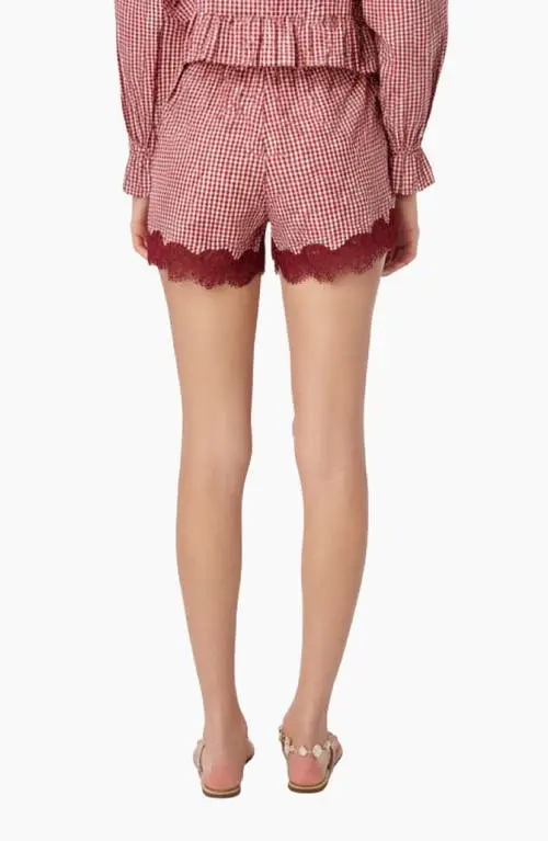 Cami Nyc Cassandra Mid Rise Gingham Shorts With Lace Trim