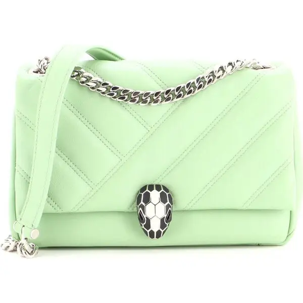 BVLGARI Serpenti Cabochon Shoulder Bag Diagonal Quilted Leather Small