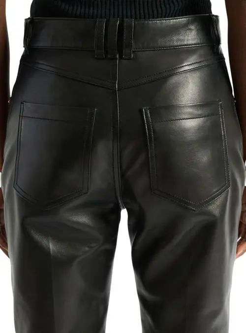 Balmain Leather High-waisted Trousers