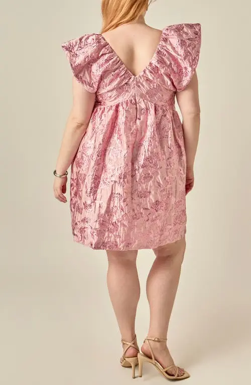 Endless Rose Floral Jacquard Babydoll Minidress