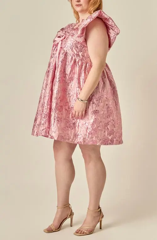 Endless Rose Floral Jacquard Babydoll Minidress