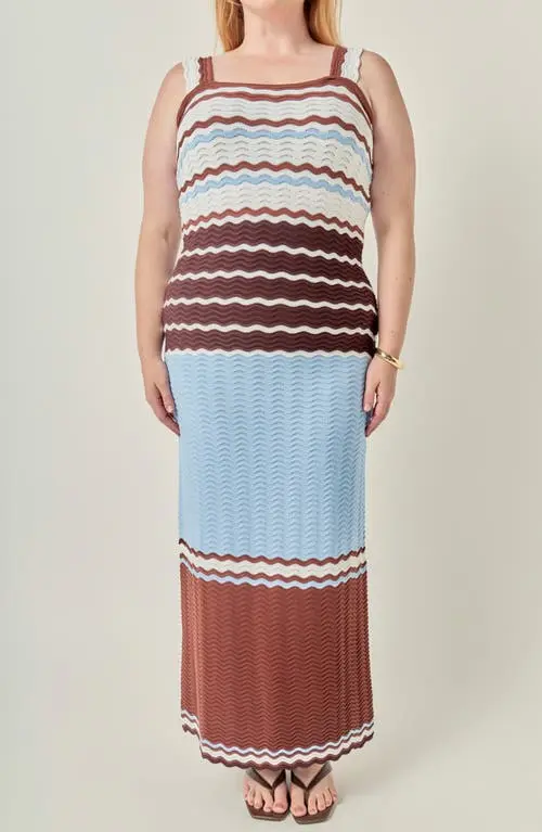 English Factory Wavy Crochet Midi Dress
