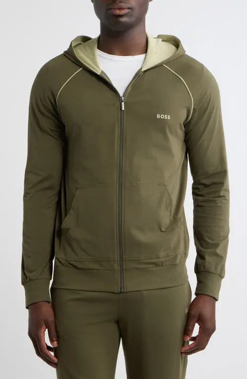 BOSS Mix & Match Hooded Zip Jacket - Open Green