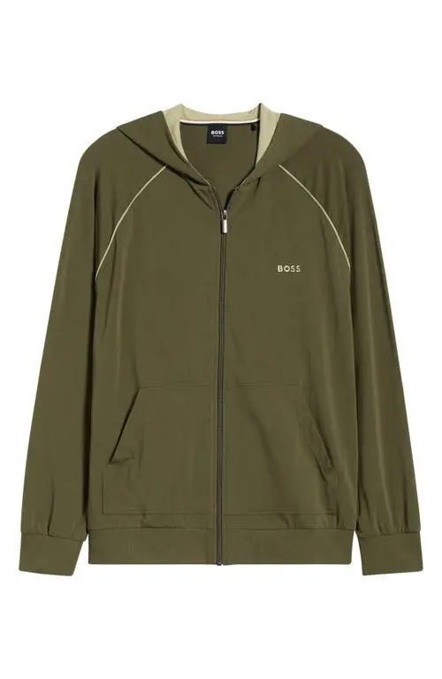BOSS Mix & Match Hooded Zip Jacket - Open Green