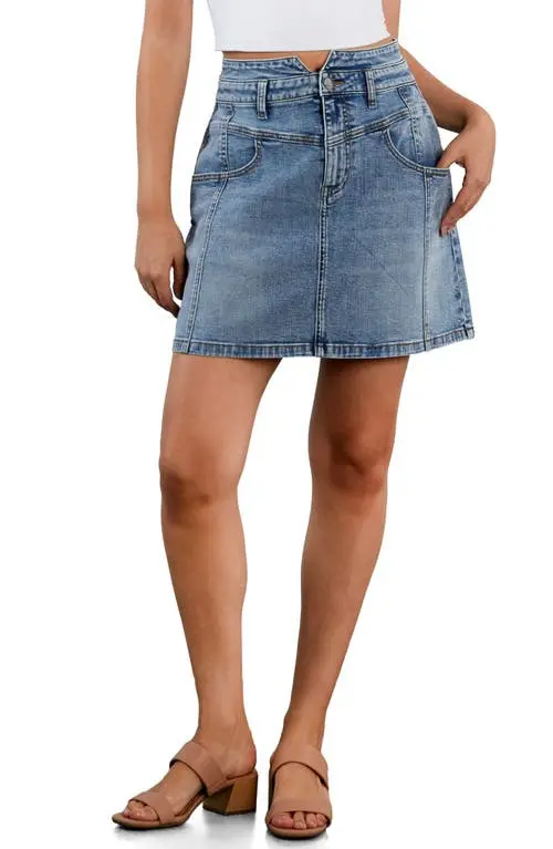 WASH LAB DENIM Penelope Denim Miniskirt - Relaxed Blue