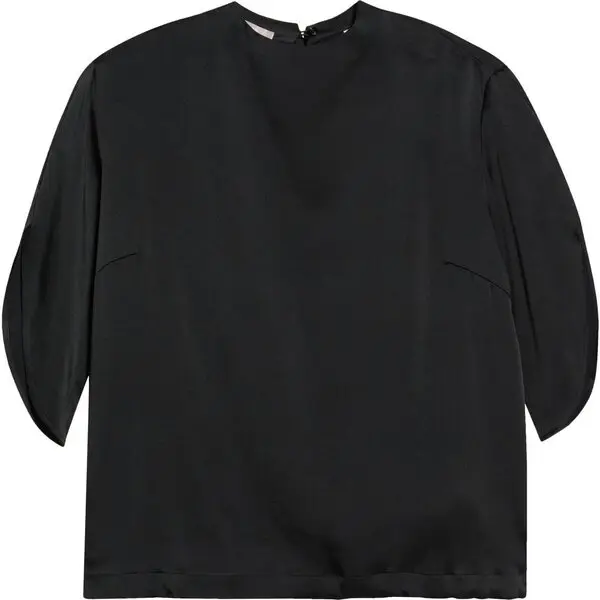 Herno Satin Top With Jewel Neck And Drawcord Hem