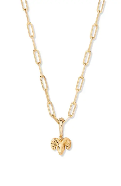 BROOK & YORK 14k Gold-plated Aries Zodiac Charm Paperclip Necklace - Gold/aries