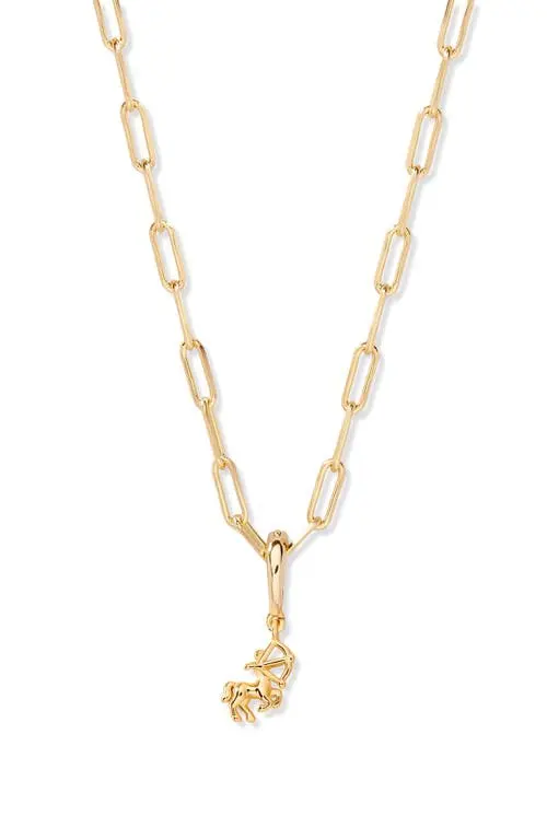 BROOK & YORK 14k Gold-plated Aries Zodiac Charm Paperclip Necklace - Gold/saggitarius