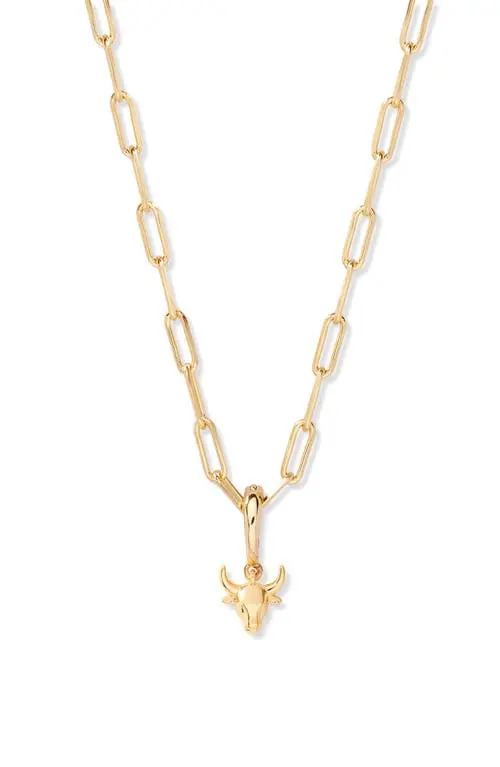 BROOK & YORK 14k Gold-plated Aries Zodiac Charm Paperclip Necklace - Gold/taurus