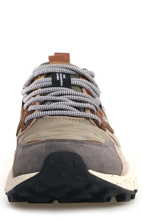 FLOWER MOUNTAIN Yamano 3 Technical Nylon And Leather Perforated Sneakers - Grey Onion