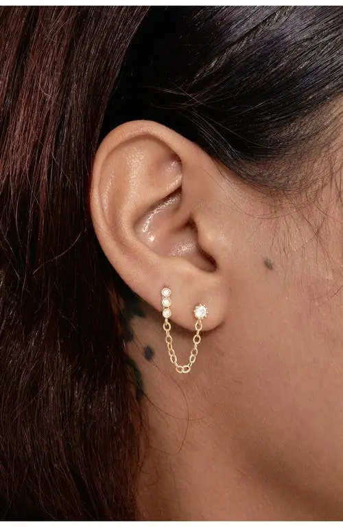 SET & STONES Maven Double Stud Chain Earrings With Cubic Zirconia