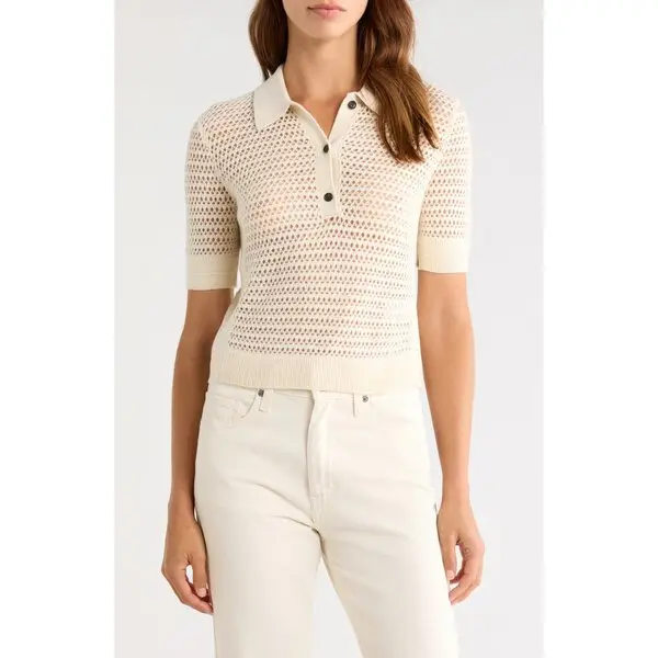 Maria Mcmanus Open Knit Recycled Cashmere & Organic Cotton Polo Sweater