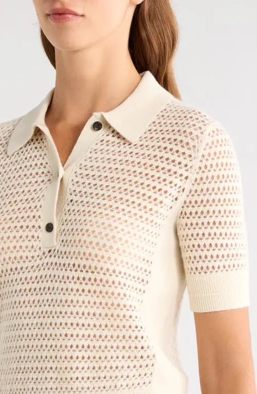 Maria Mcmanus Open Knit Recycled Cashmere & Organic Cotton Polo Sweater